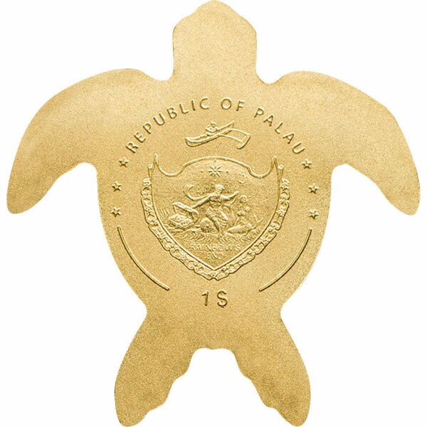 Palau 1/2 Gram Sea Turtle Shaped Brilliant Uncirculated Gold Coin