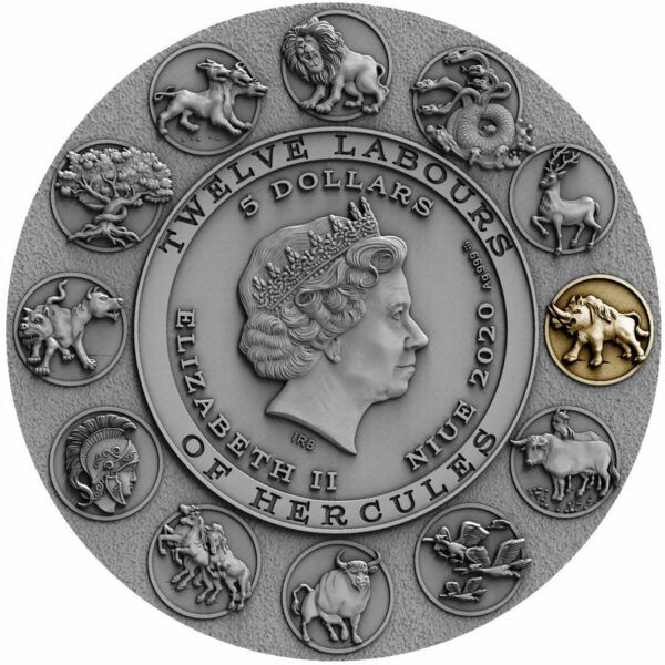 2020 Niue Twelve Labours of Hercules Erymanthian Boar Silver Coin