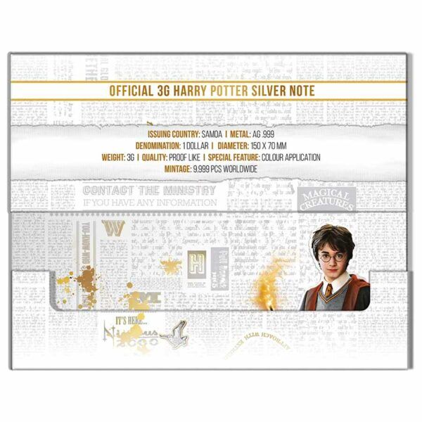 Samoa 3 Gram Harry Potter Licensed Minted Silver Bank Note