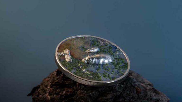 2023 Palau 1 Ounce Hippos Color High Relief Silver Coin