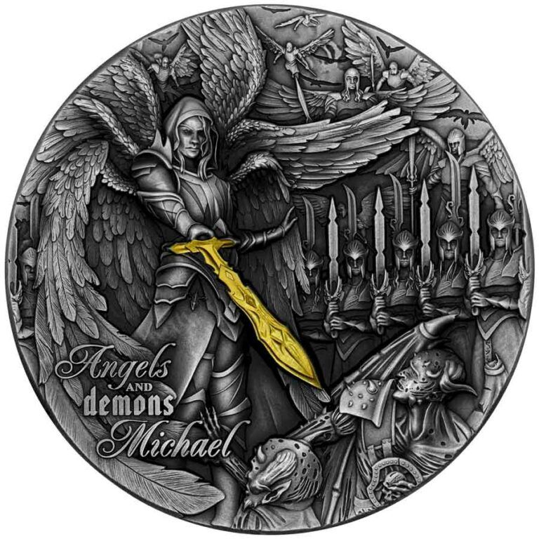 2022 Niue 2 oz Angels & Demons Michael High Relief Silver Coin