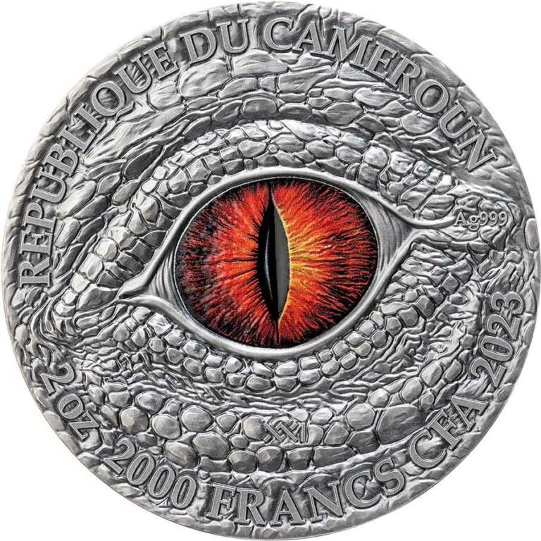2023 Cameroon 2 Ounce Flaming Wyvern Color Silver Coin
