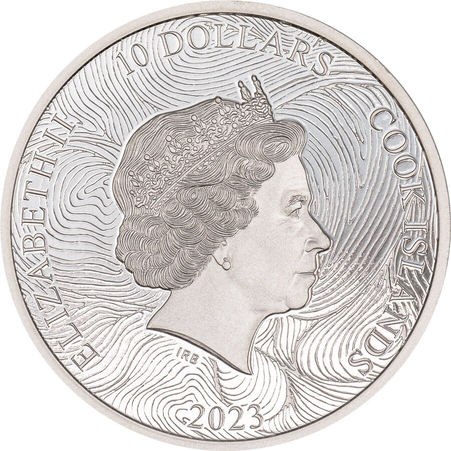 2023 Cook Islands 2 oz Silverland The Wave HR Silver Coin